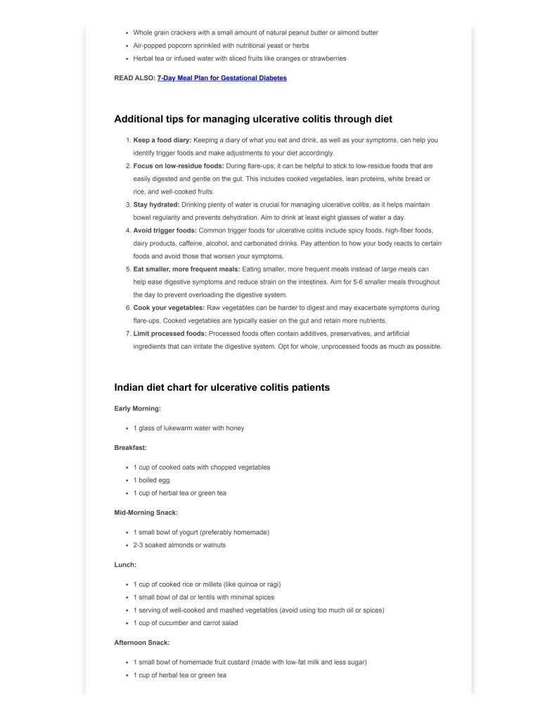 The Ultimate 7-Day Meal Plan for Ulcerative Colitis Relief: Soothe Your ...