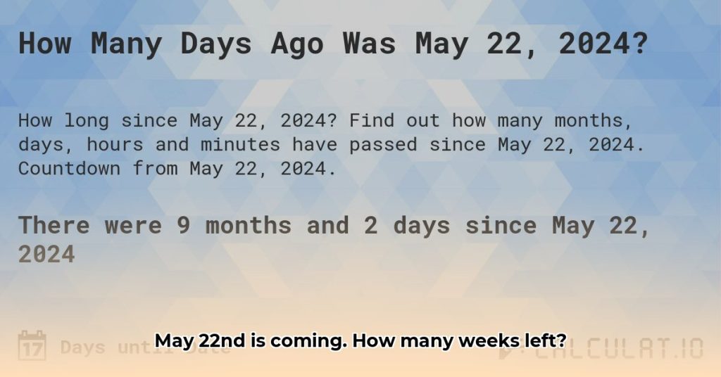 How Many Weeks Until May 22nd? Calculate the Exact Time Left - Chaztin